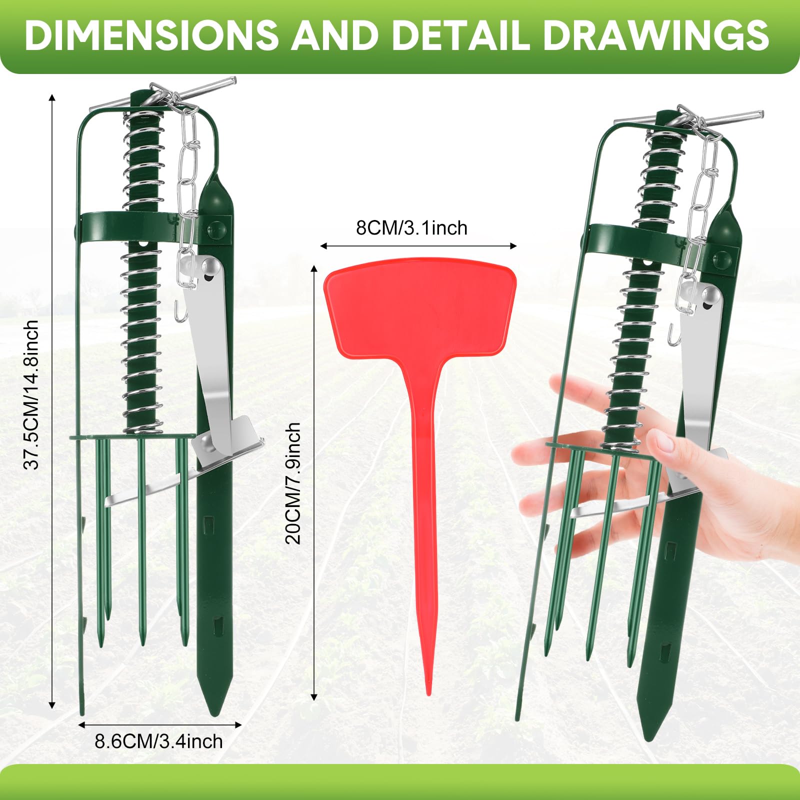 Qualirey 4 Pack Mole Trap Gopher Trap Ground Squirrel Trap Galvanized and Oil Hardened Spear Style Mole Killer Animal Trap Reusable for Lawn Garden Farm (Green)