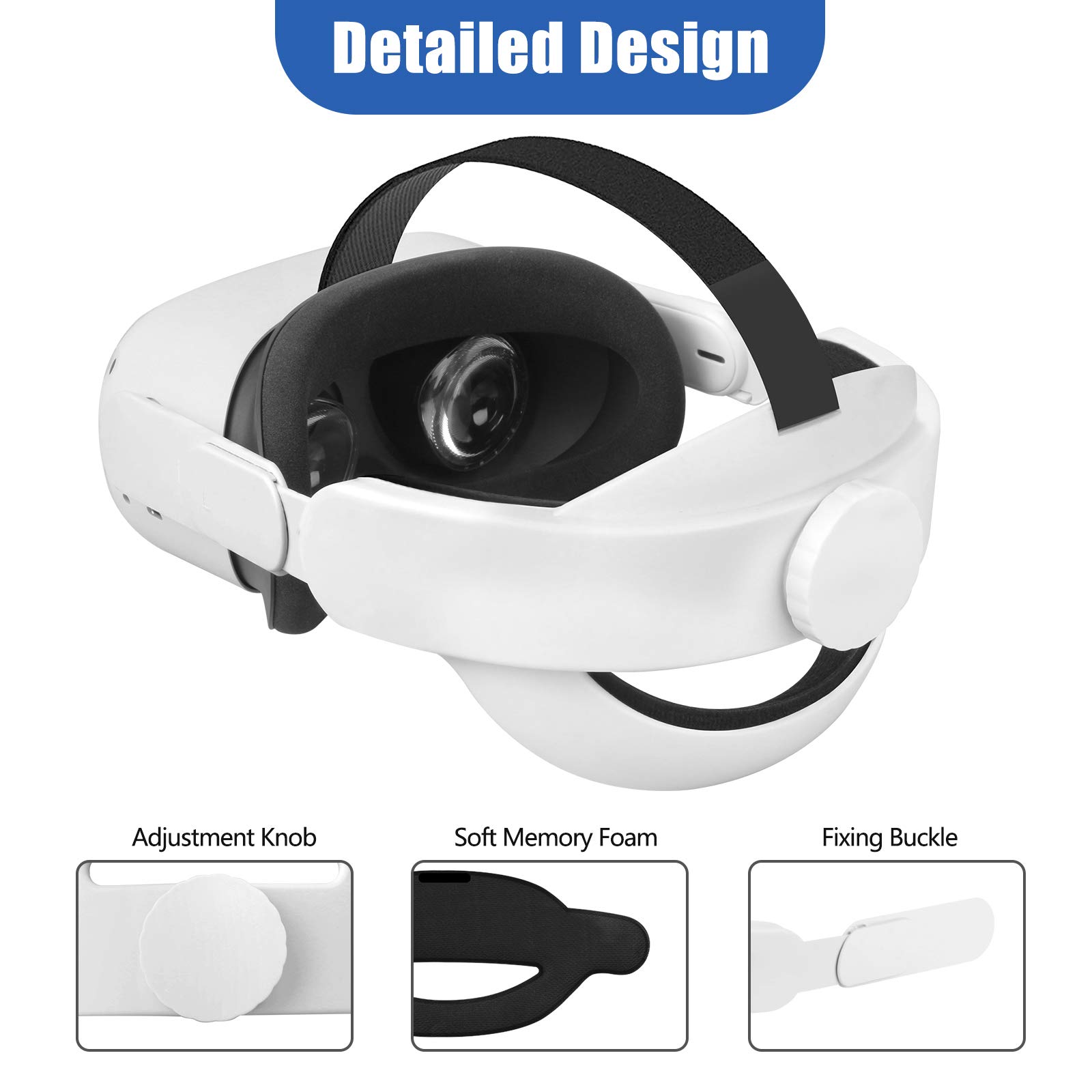 Eyglo 3-in-1 Head Strap for Oculus Quest 2 with Face Silicone Cover & Controllers Grips Covers, Enhanced Support and Comfort Oculus Quest 2 Accessories