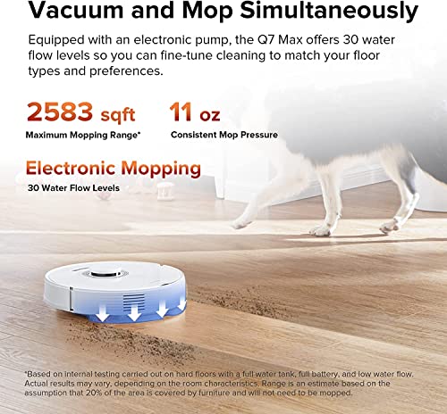 roborock Q7 Max Robot Vacuum and Mop Cleaner, 4200Pa Strong Suction, Lidar Navigation, Multi-Level Mapping, No-Go&No-Mop Zones, 180mins Runtime, Works with Alexa, Perfect for Pet Hair(White)