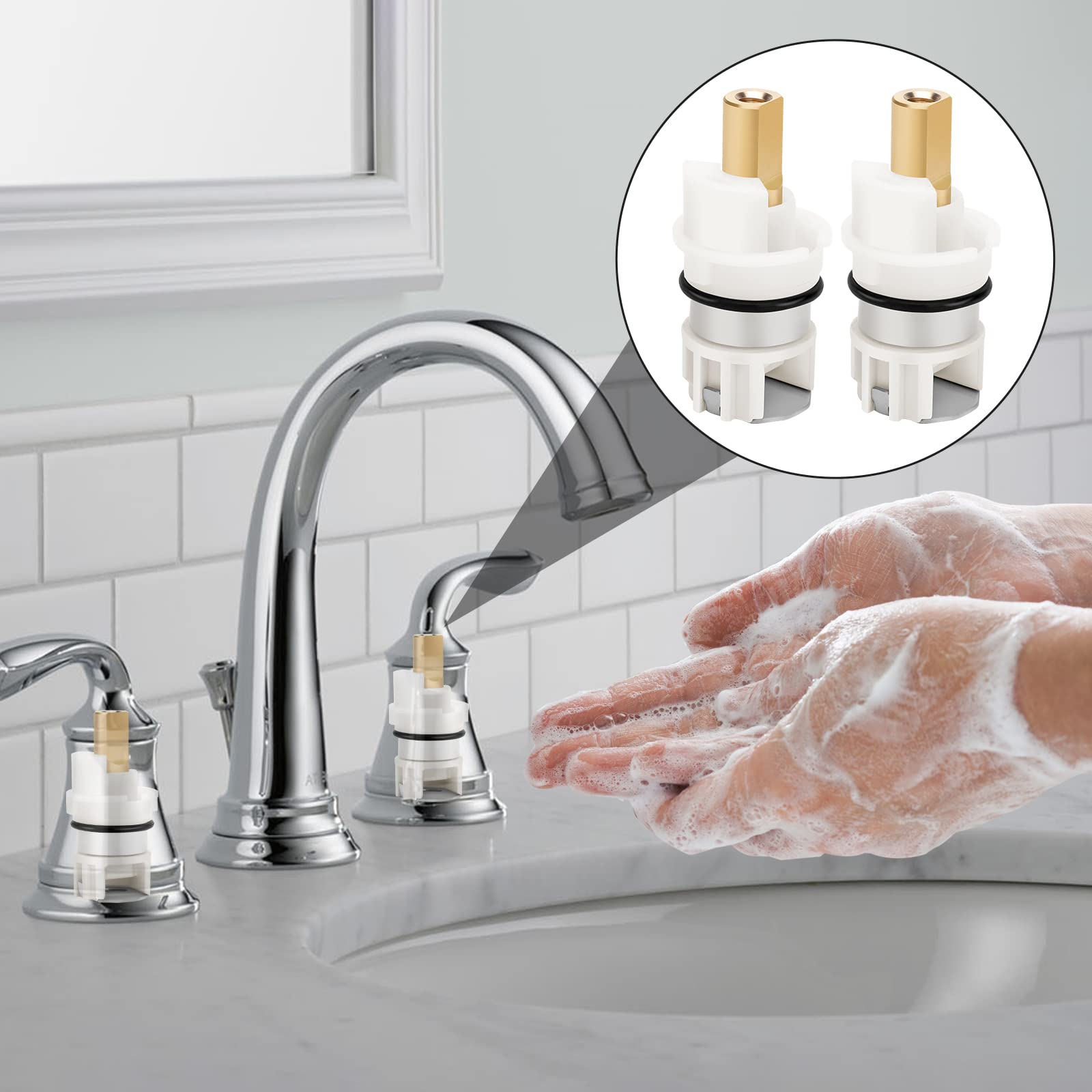 EEEKit RP25513 Faucet Stem Replacement, 4 Pieces Faucet Stem Assembly Replacement for Faucet Repair Kit with RP4993 Seats and Springs