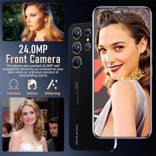 ExAchat 5G Unlocked Cell Phones,Smart Phone with 6.8" HD Screen,8GB+256GB,6800mAh,64MP+24MP Camera,Android Phones with Powerful Qualcomm Chips,Support SIM/Face ID/GPS/Fingerprint Unlock(Black)