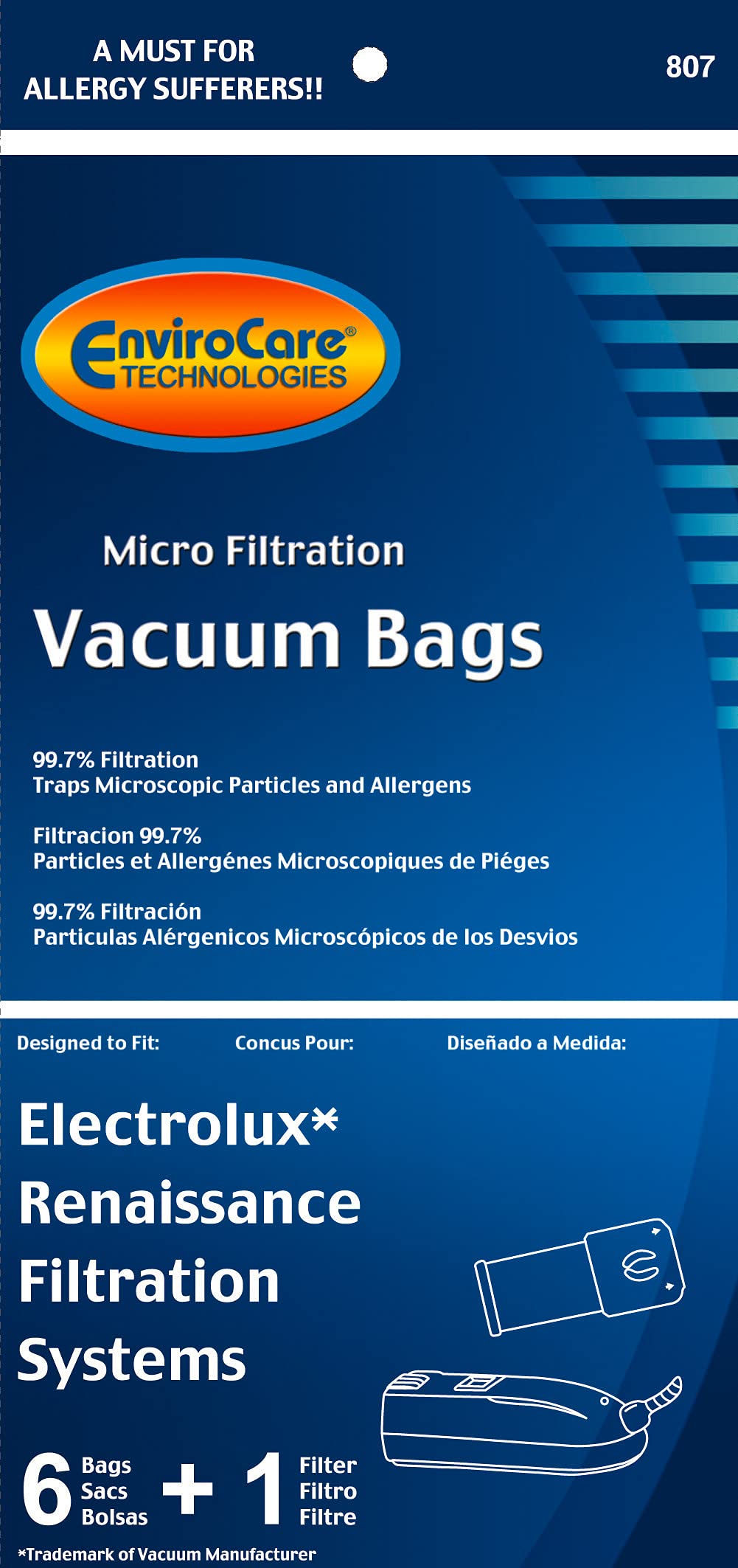 EnviroCare Replacement Micro Filtration Vacuum Cleaner Dust Bags Designed to Fit Electrolux Renaissance Style R Canisters 6 Bags and 1 Filter