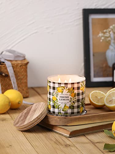 Lemon Candle, Fresh Lemon Scented Candle, Large 3 Wicks Candle, 14 oz