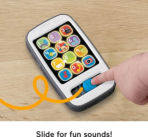 Fisher-Price Laugh & Learn Baby & Toddler Toy Smart Phone with Music Lights & Learning Songs for Ages 6+ Months, Gray