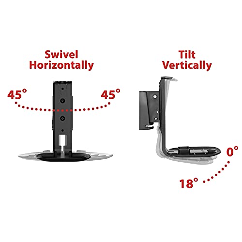 Eximus Speaker Wall Mount Bracket for Sonos One, Sonos One SL and Sonos Play:1 - Adjustable Tilt and Swivel for Optimal Audio Quality- Black Finish (Mounting Hardware Included)