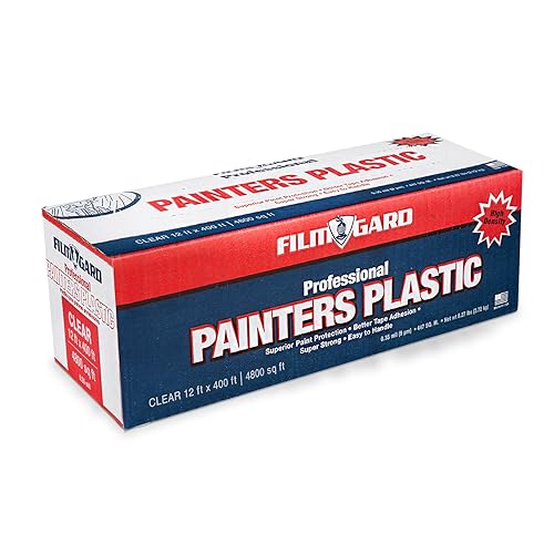 Film-Gard 626263 High Density Professional Painter's Plastic, 400' Length x 12' Width x 0.35 mil Thick, Clear