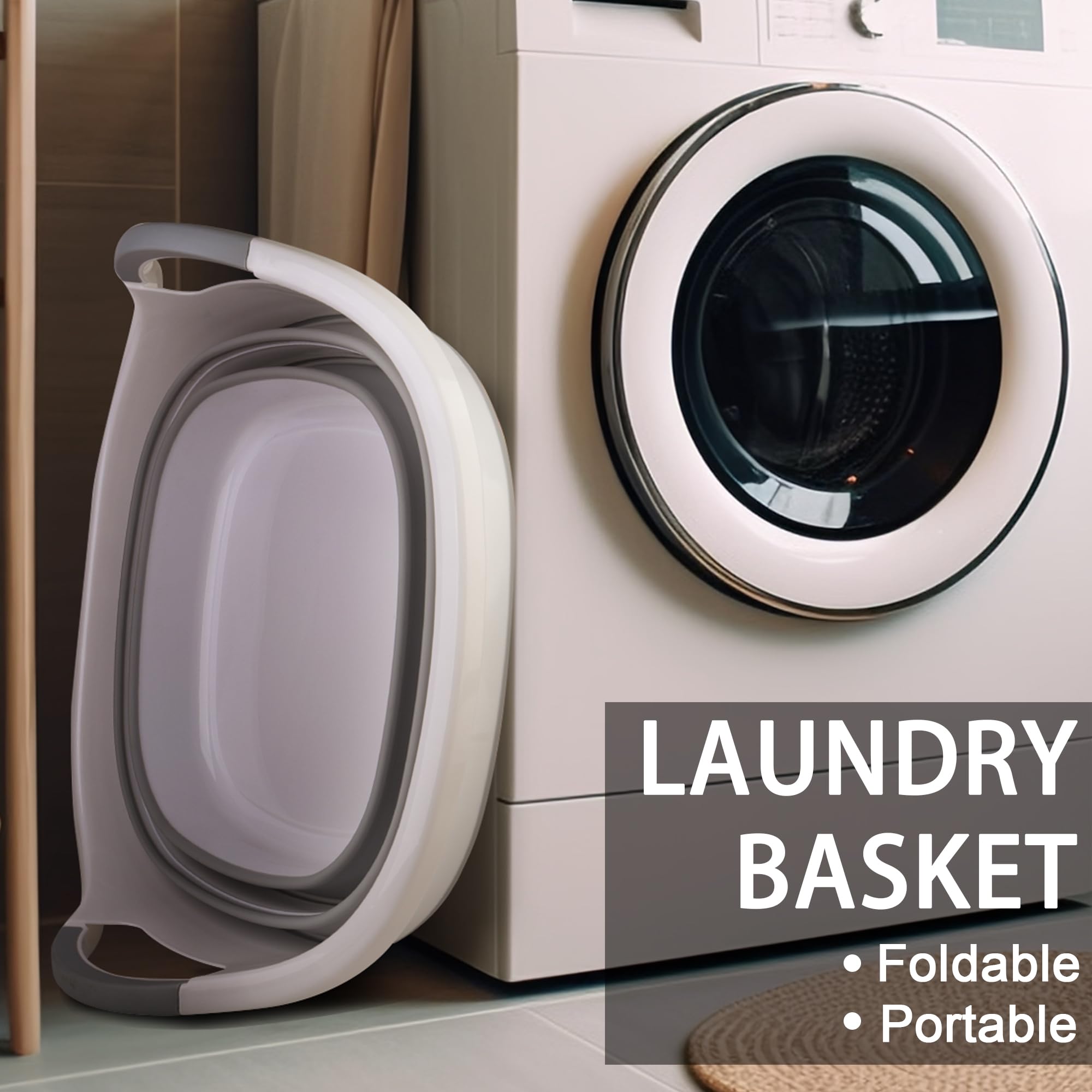 Tiawudi Foldable Laundry Basket, 50L (13.2 Gallon) Collapsible Laundry Hamper with Handles, Large Pop Up Wash Tub, Plastic Portable Storage Container/Organizer