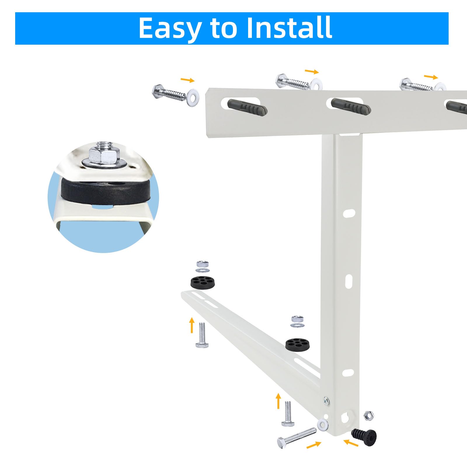 Qualward Mini Split Wall Mounting Bracket for Universal Ductless Air Conditioners, Heavy Duty Support Bracket for AC, Heat Pumps Compressors 7000-18000 BTU