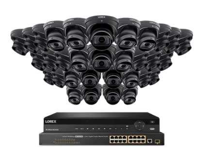 Lorex NC4K8MV-3232BD-2 4K 32-Channel 8TB NVR, 16-Channel PoE Switch Wired NVR System with Nocturnal 4 Smart IP Dome (32X LNE9383) Cameras Featuring Motorized Varifocal Lens and Listen-in Audio