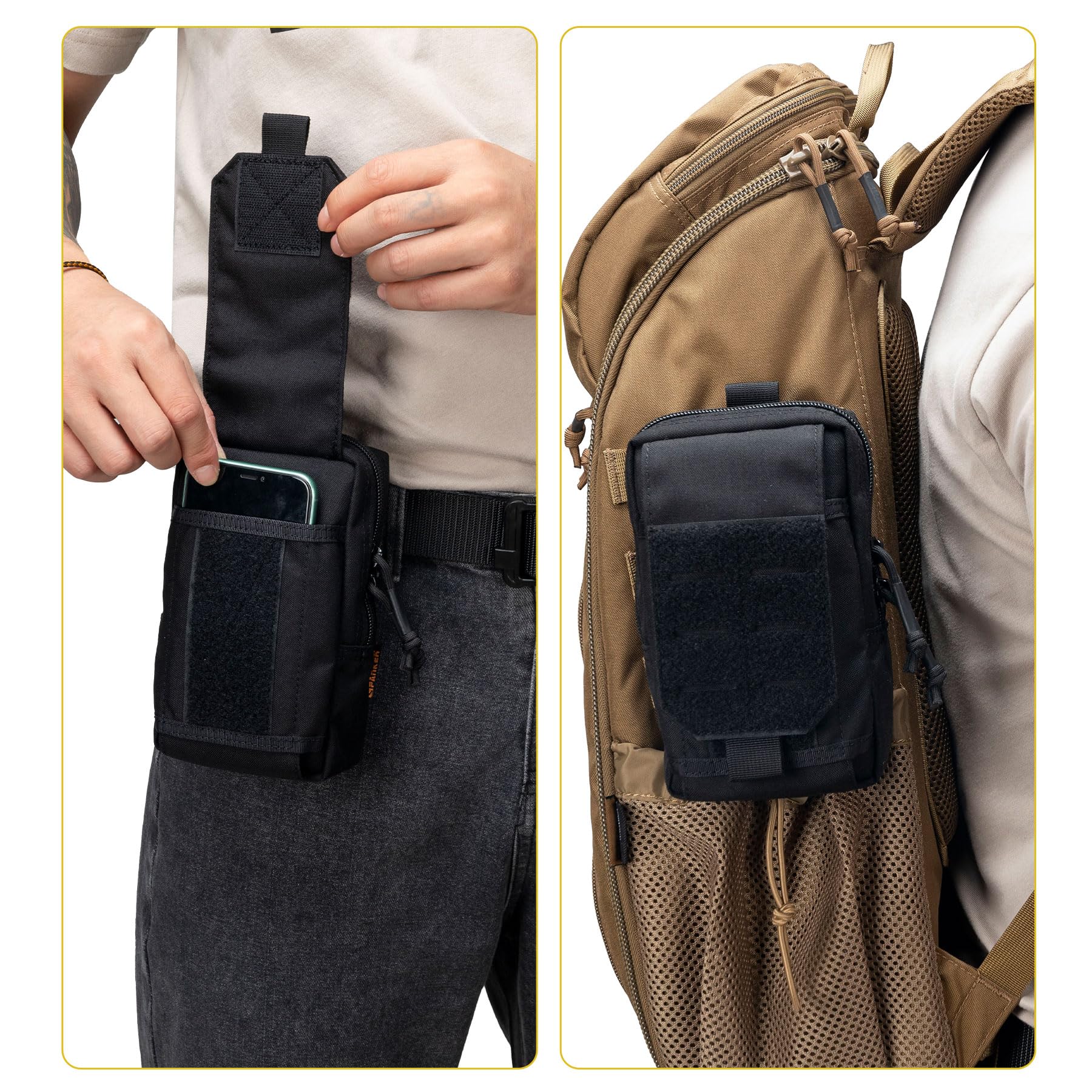 EXCELLENT ELITE SPANKER Tactical EDC Pouch Molle Utility Pouches Phone Holster Pouch Waist Bag Tool Pouch for Molle Accesssories(Black