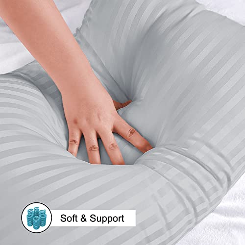 EIUE Bed Pillows for Sleeping 2 Pack Queen Size,Pillows for Side and Back Sleepers,Super Soft Down Alternative Microfiber Filled Pillows,20 x 30 Inches,Grey