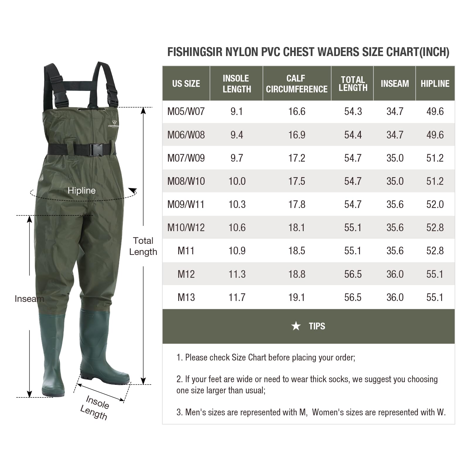 FISHINGSIR Fishing Waders for Men with Boots Womens Chest Waders Waterproof for Hunting with Boot Hanger