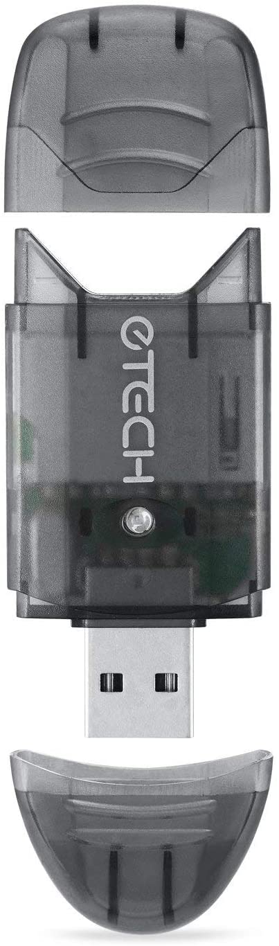 eTECH Collection USB 2.0 SD/SDHC/SDXC Memory Card Reader/Writer - Support SanDisk Kingston 256GB 128GB 64GB 32GB 16GB SDXC Ultra Extreme SDHC (Card Reader ONLY, No Memory Cards) (Black, 2 Pack)