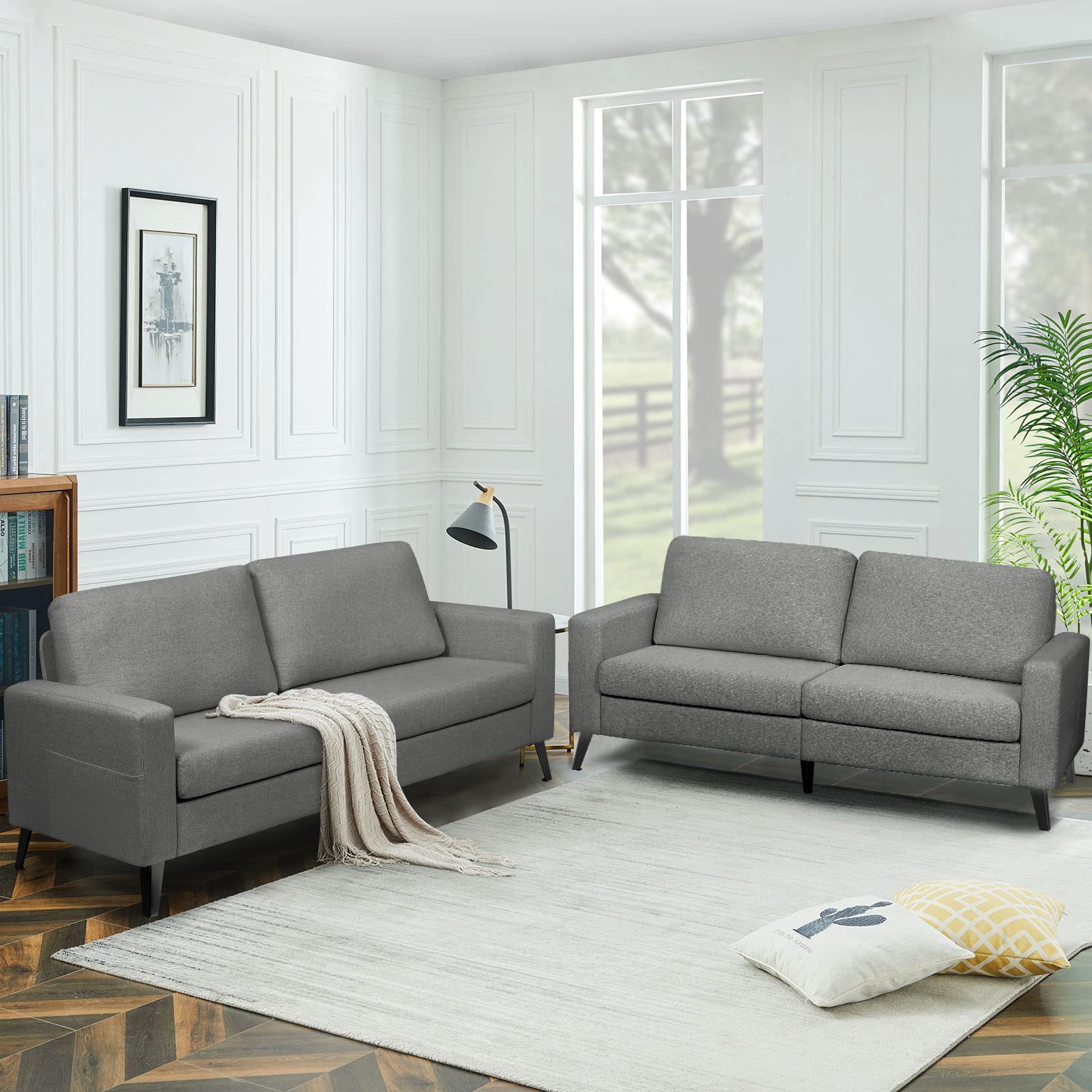 Esright Grey Sofa Couch, 2 Seats Sofa for Living Room 79" Wide, Oversied Loveast for Bedroom and More