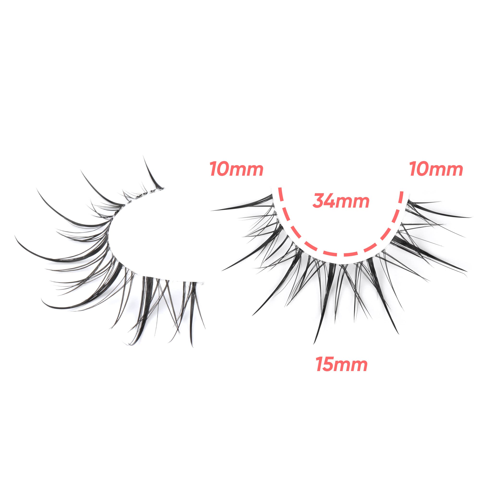 Manga Lashes Korean Natural Anime Eyelashes Wispy 3D Curl Clear Band 15MM Comic False Lashes Pack 10 Pairs by Mavphnee