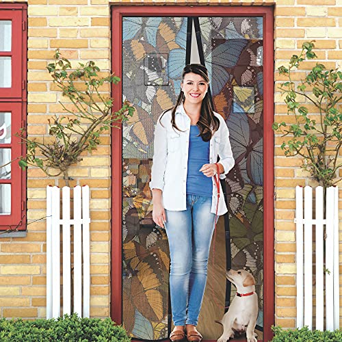 Total Vision Butterfly Pattern - Quick Install Mesh Magnetic Screen 40โ x 85.5โ - Helps Keep Bugs & Insects Out - Perfect for Single Doors Leading to your Porch or Patio - Folds for Easy Storage
