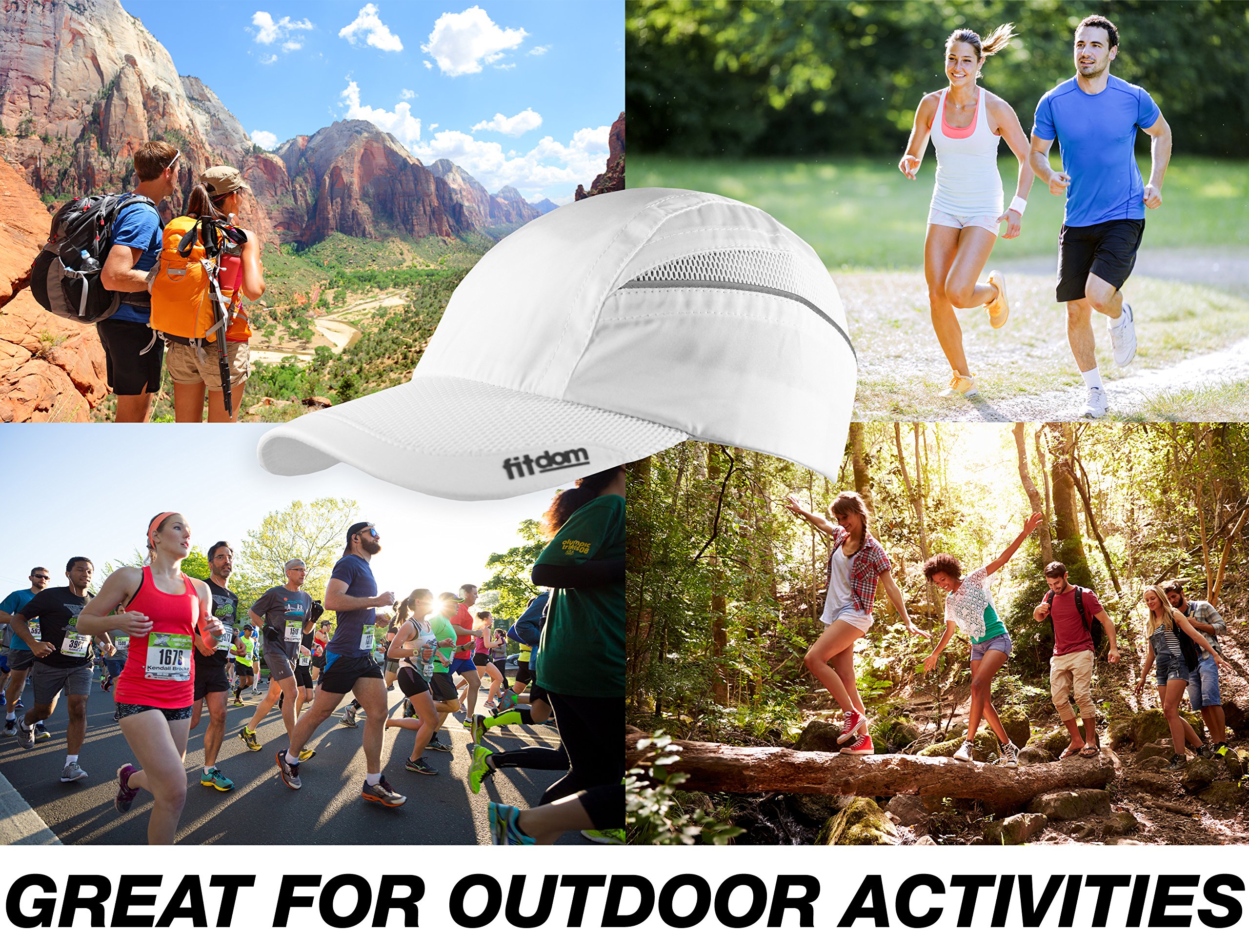 Fitdom Lightweight All Sports Cap Perfect Hat for Running, Hiking, Tennis, Golf & More White