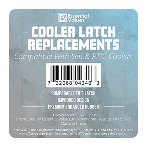 Essential Values Compatible Yeti Cooler Latches x 2 - Aftermarket Yeti Latches Replacement - Works with RTIC Models Too - Rubber Cooler Latch Upgrade