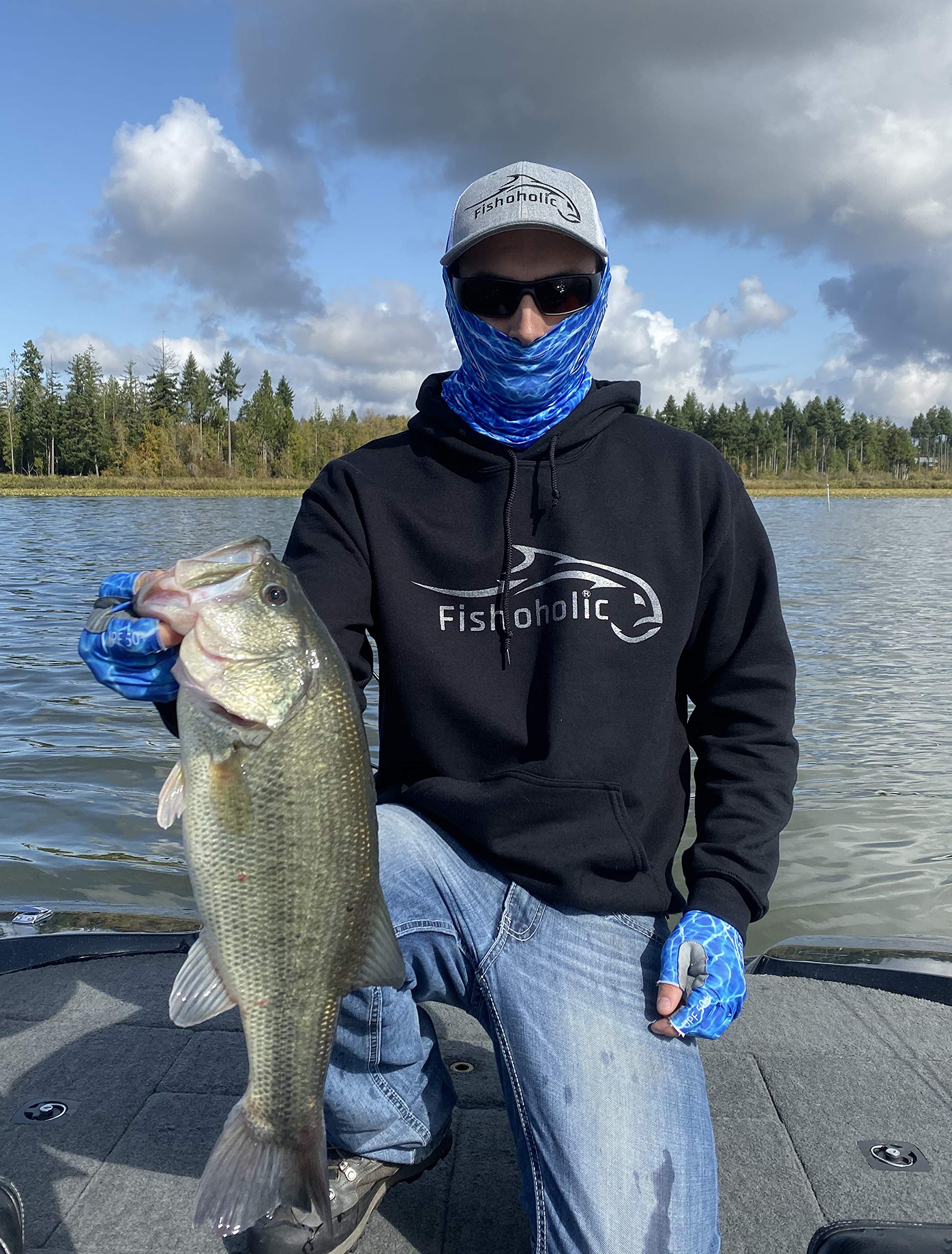 Fishoholic Polarized Fishing Sunglasses (8 Color Options) - Free Hard Case & Pouch - UV400 - Great Fishing Gift for Dad Son (GB-BLU)