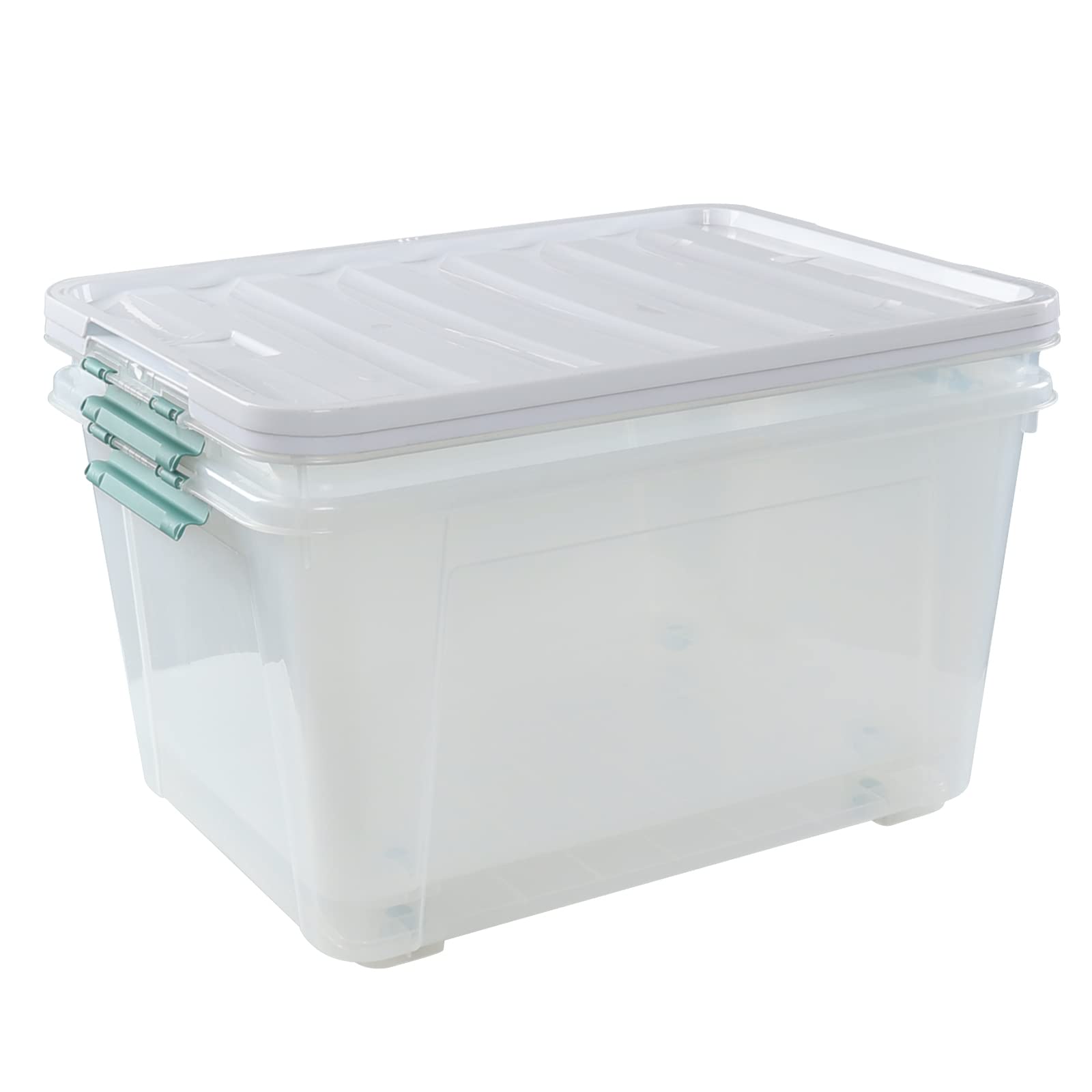 Gloreen 4 Pack 85 Quart Storage Bins with Lids, Large Plastic Wheeled Storage Box