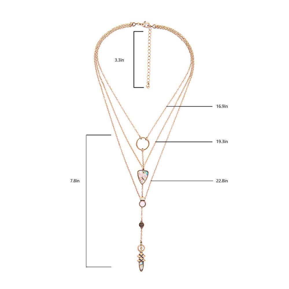 Exquisite Sequins Multilayer Pendant Necklace Multi-layer Bar Pendant Necklace Long Choker Necklace for Women Lady Girl (5)