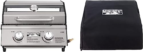 Portable Propane Gas Grill 2-Burner Tabletop Clearview Monument Grills with cover