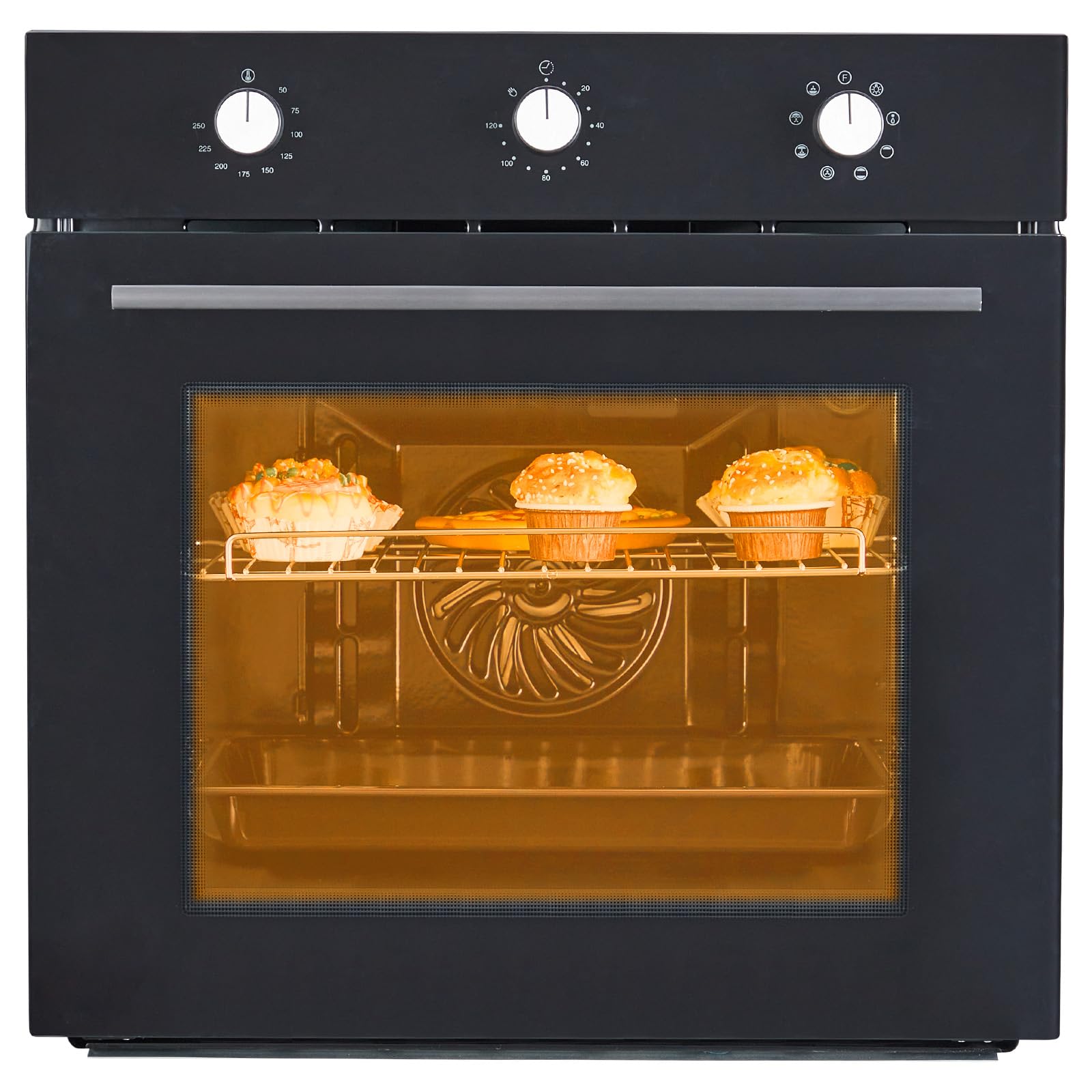 Single Wall Oven 24 Inches, Built-In Electric Ovens, 3000W, 240V, 2.5Cu.Ft Convection Built-In Oven, Stainless Steel-Touch Screen (Normal Mechanical Knobs-Clearance)