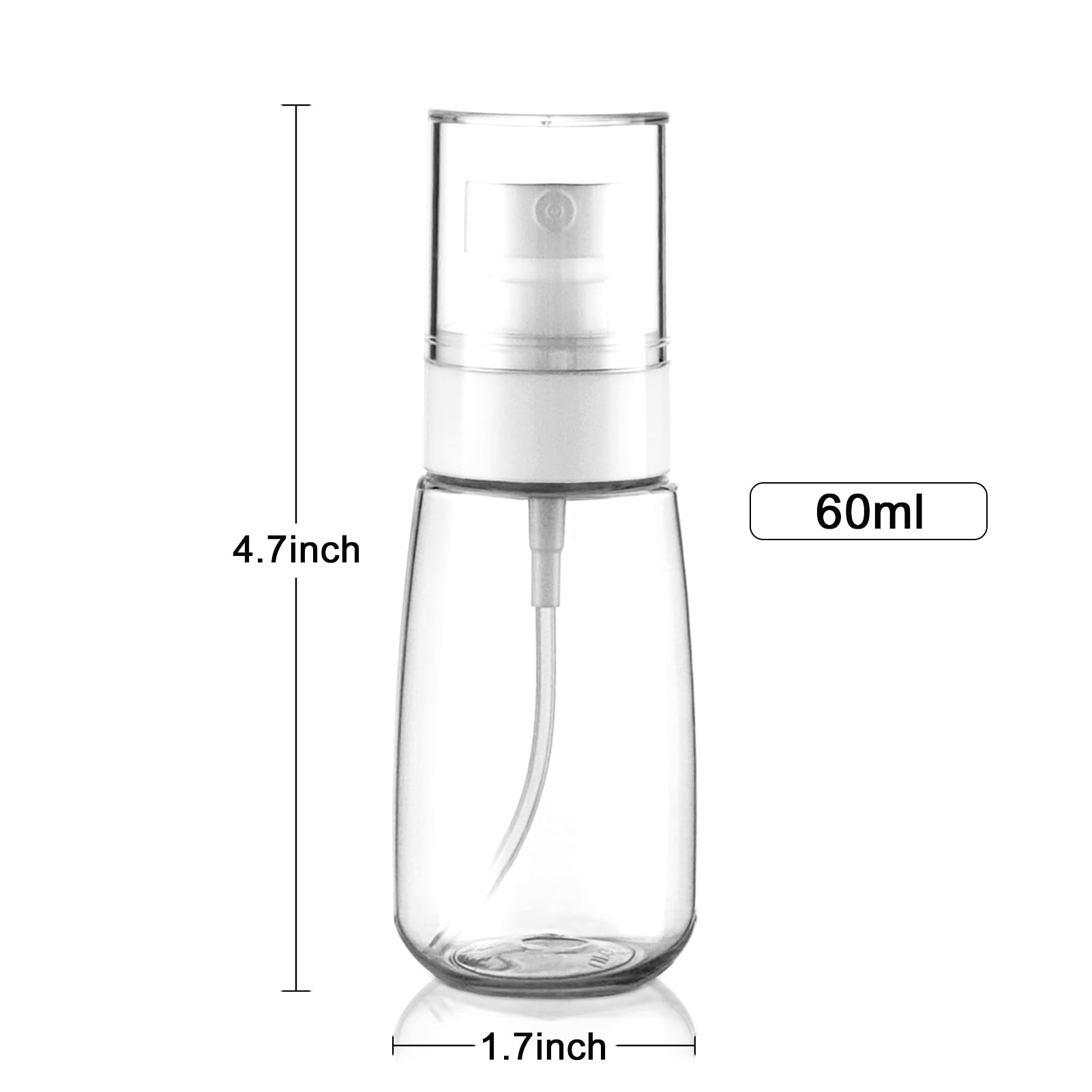Fine Mist Travel Spray Bottle for Toiletries 2oz/60ml 2Pack Small Spray Bottle Travel Size Spray Bottles TSA Approved Leakproof Refillable Cosmetic Container for Hair Skincare Water Face Toner(2Clear)