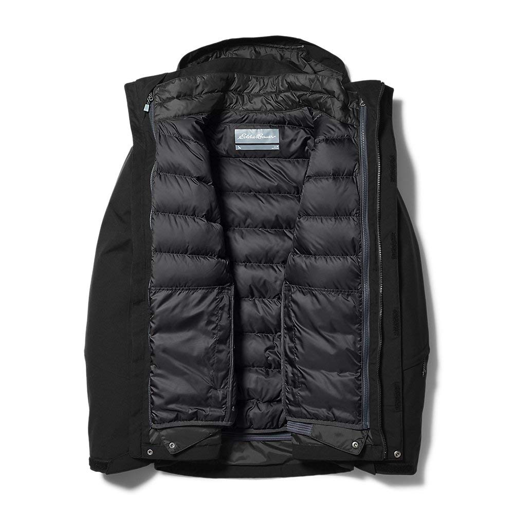 Eddie Bauer Men's Powder Search 2.0 3-In-1 Down Jacket, Black, Small