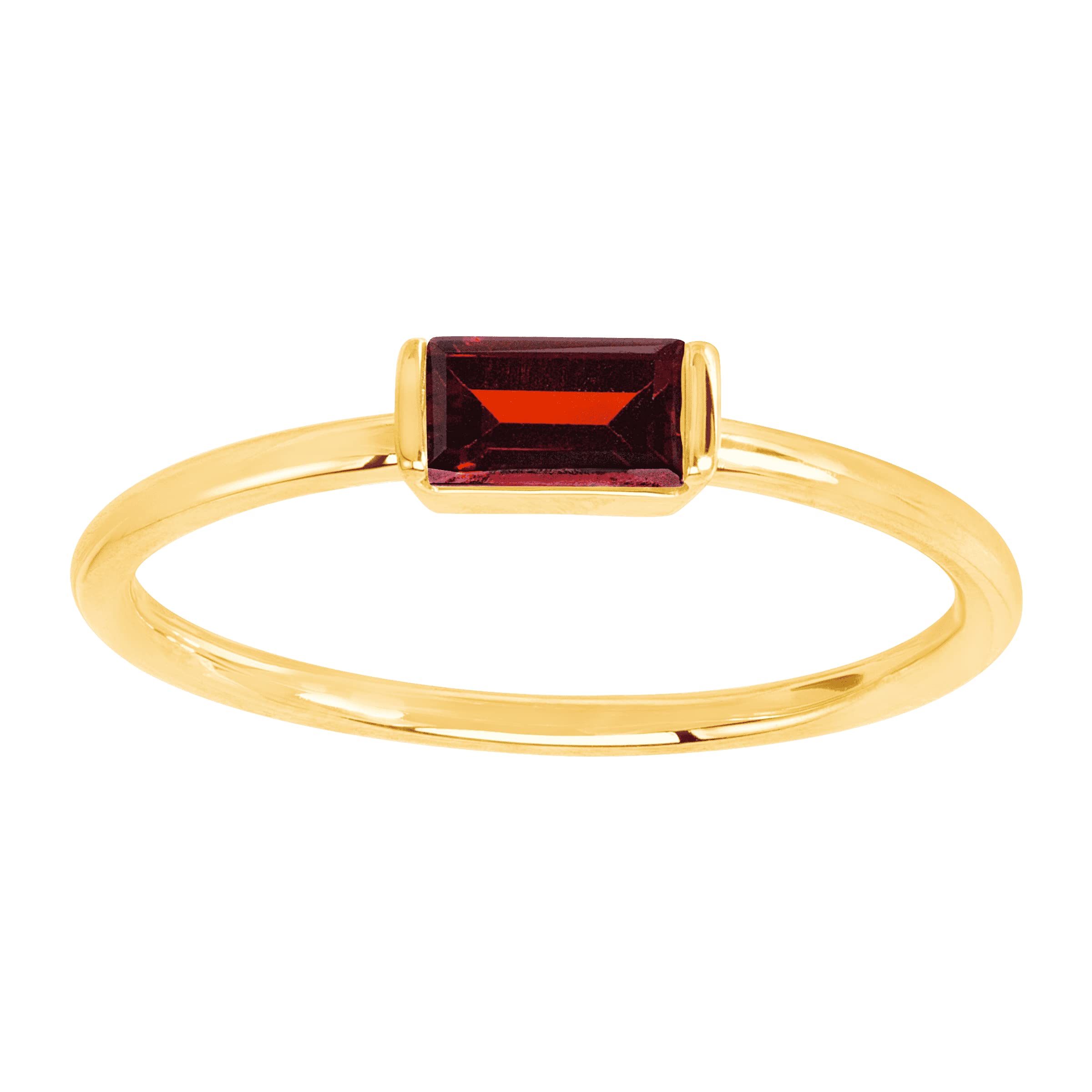 Finecraft Baguette-Cut Natural Garnet January Birthstone Ring in 1K Gold, Size 6, Size 6