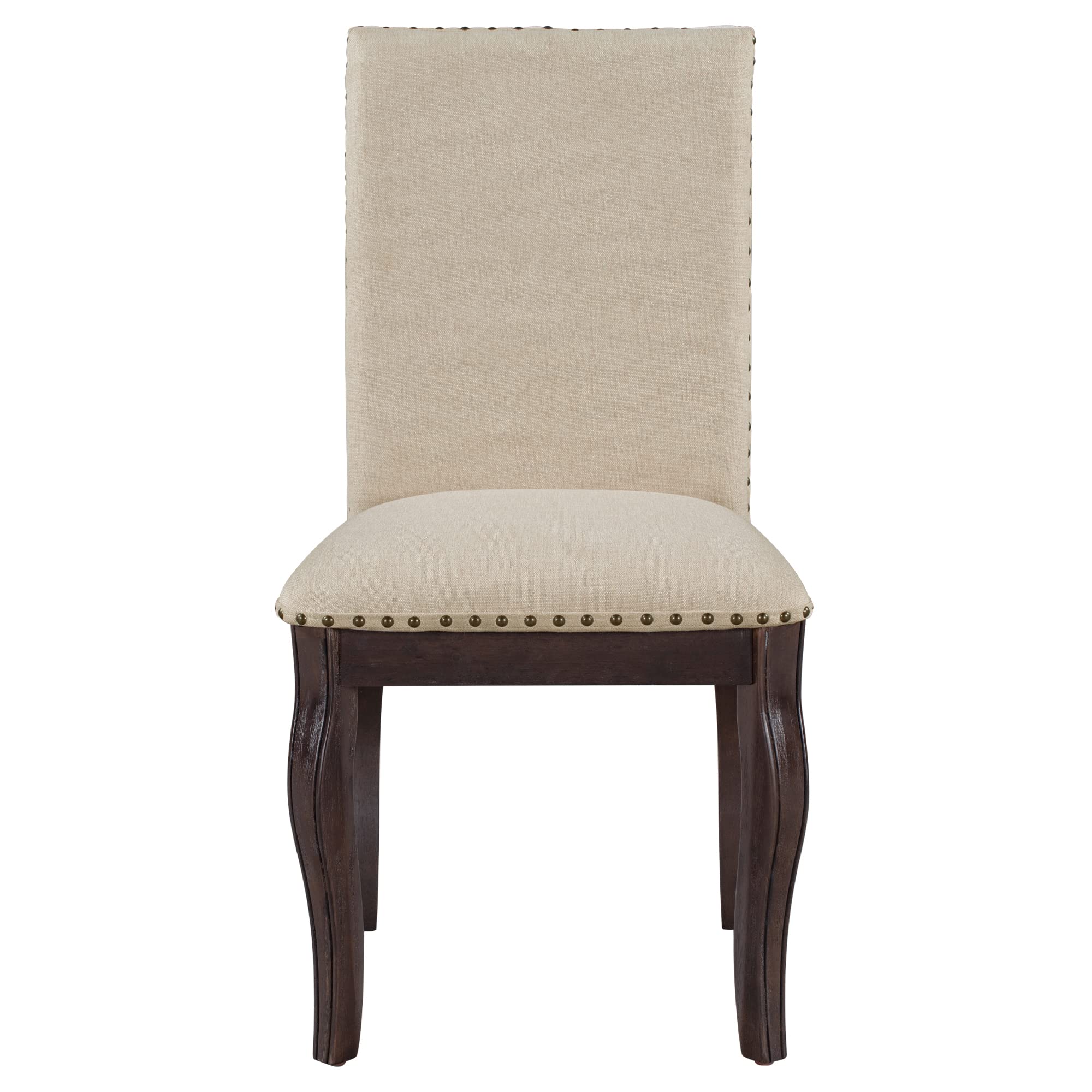 FIQHOME, Wood Upholstered Fabirc, Dining Room Chairs with Nailhead (Espresso, Set of 4)