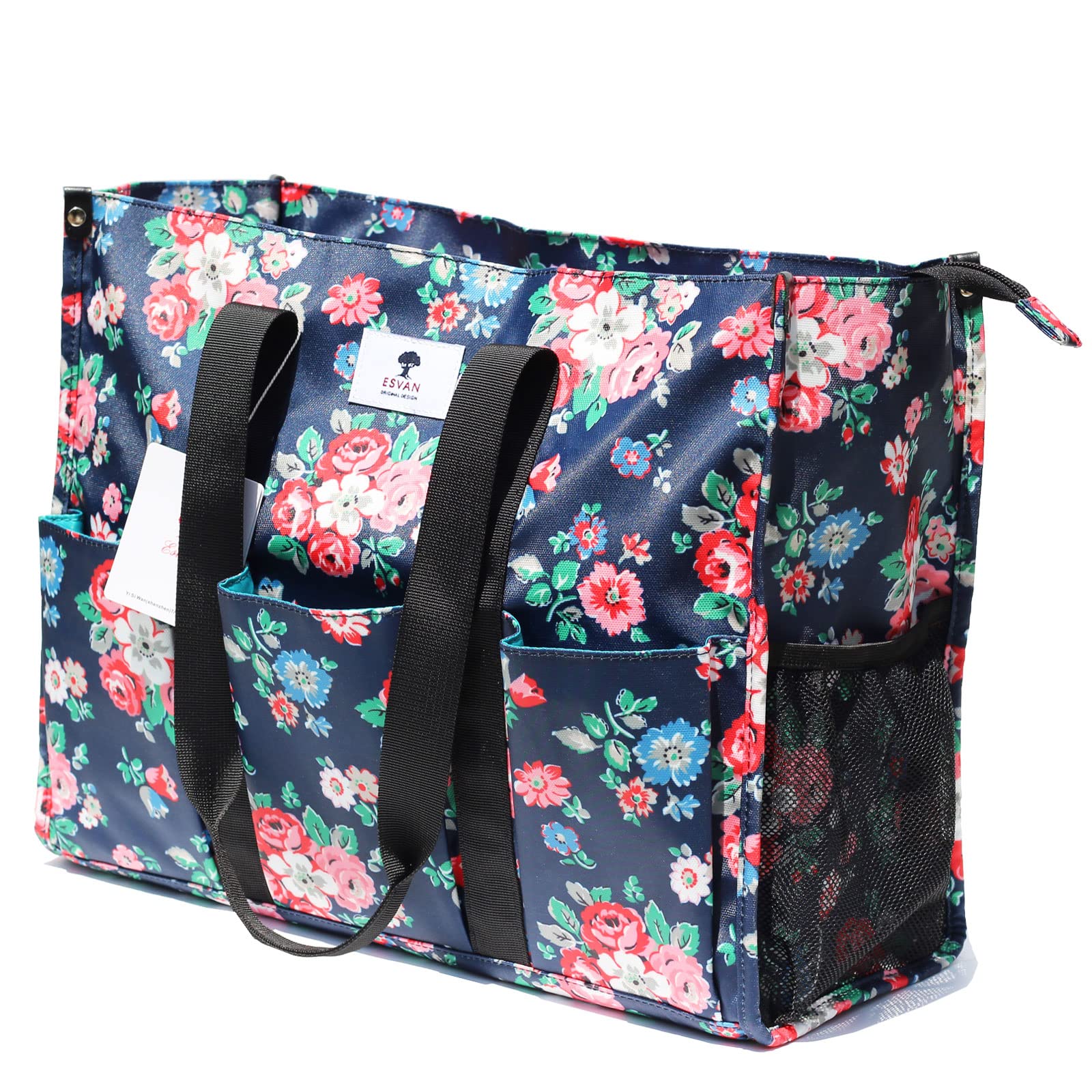 ESVAN Utility Tote Bag with Zip Top Waterproof Teacher Tote Bag for Teacher Work Women Beach
