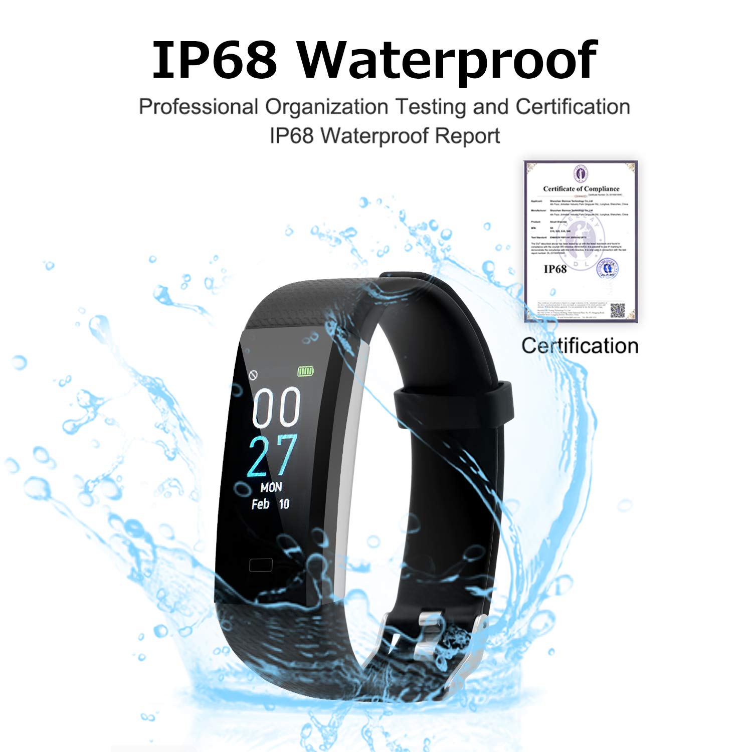 Fitness Tracker with Blood Pressure Heart Rate Sleep Monitor, Activity Tracker Smart Watch Health Tracker Pedometer Step Counter for iPhone & Android Phones for Kids Man Women (Black)