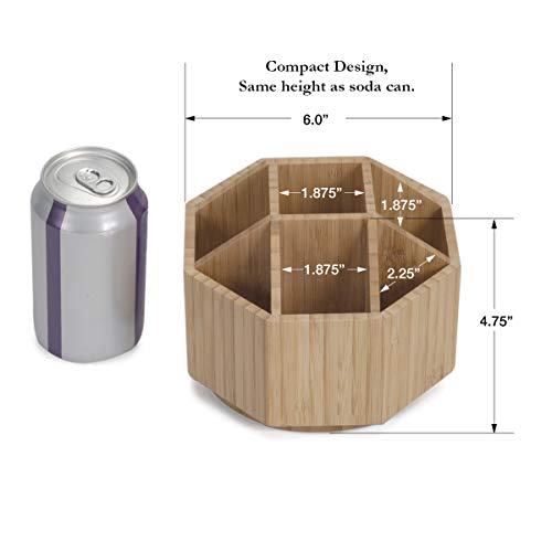 MobileVision Bamboo Bathroom Organizer Bundle Includes Compartments for Hair Care and Toiletries & Rotating Caddy for Cosmetics