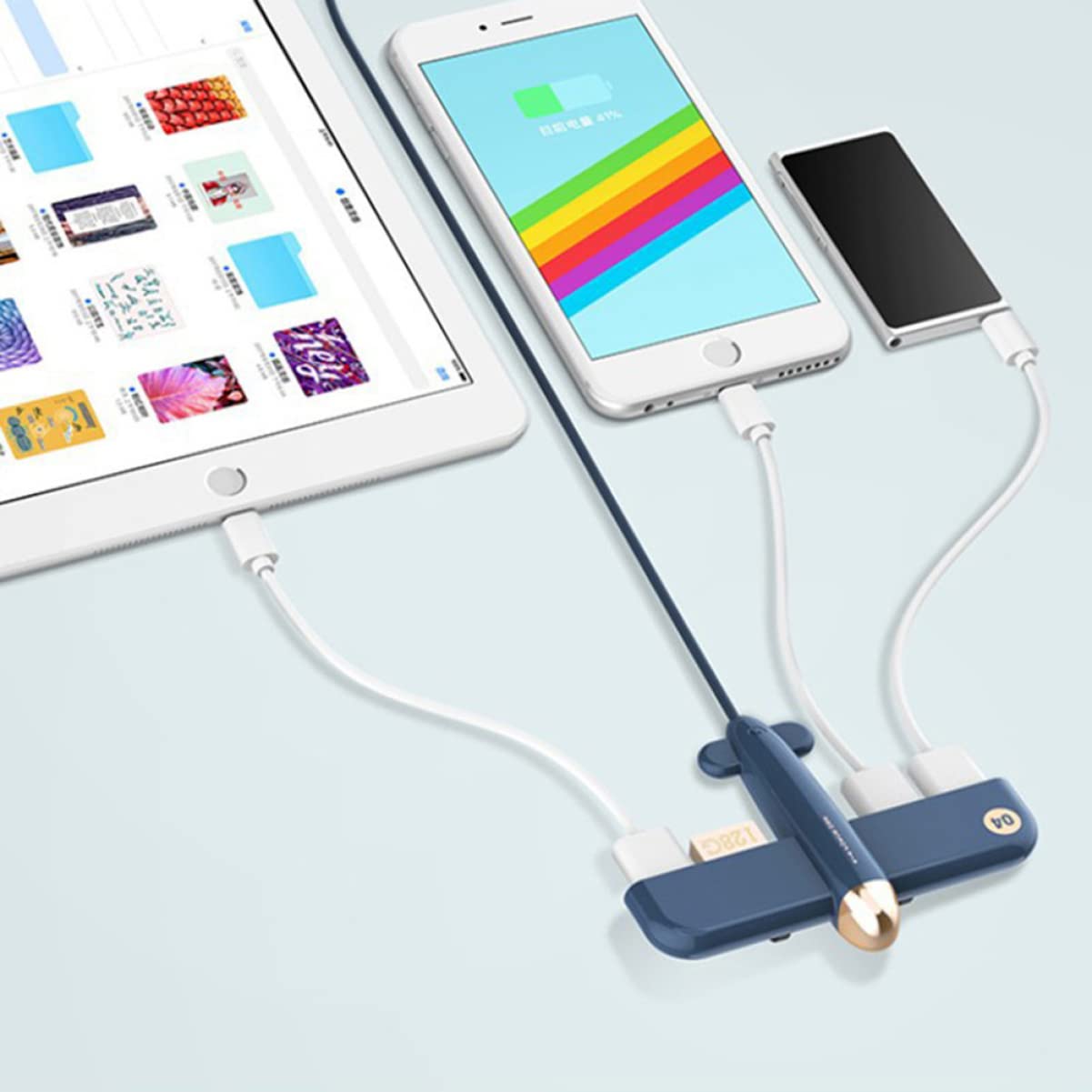 Mikikit USB C Adapter 2pcs41 Computer Multi-Port Hut Hub, Blue Desktop Hub- Computer, Accessories Shaped USB Multiple Expansion Extension Port Airplane Ports Design to Charger for Hub USB Port
