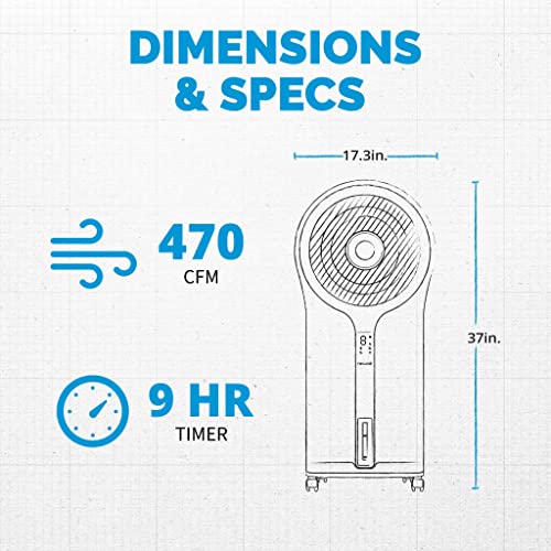 Newair Evaporative Cooler 470 CFM250 sq. ft. Freestanding Home Air Cooler 3 Fan Speeds 1.45 Gallon Water Tank, Silver Easy Glide Wheels Remote Control Included