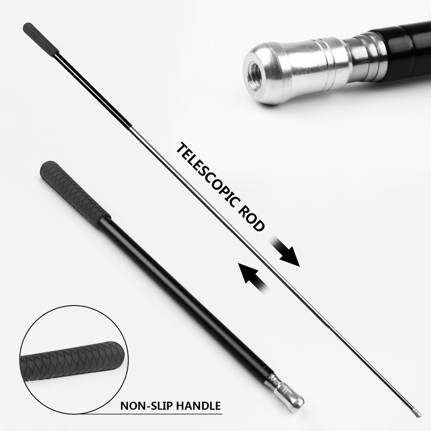 Fishing Landing Net Folding Stainless Steel Fish Carp Landing Net with Extending Non-slip Pole Handle, Fish Shrimp Bird Butterfly Catching Gear