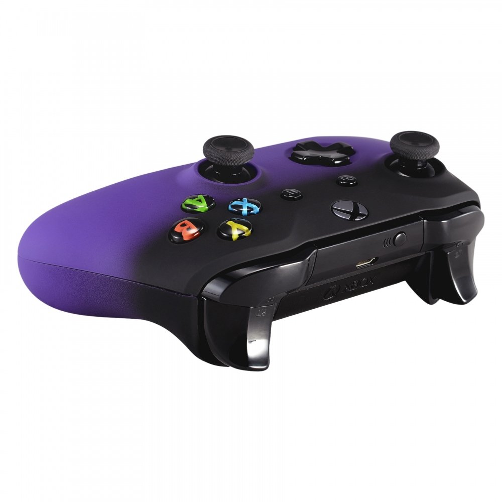 eXtremeRate Soft Touch Top Shell Front Housing Faceplate Replacement Parts with Side Rails Panel for Xbox One X & One S Controller (Shadow Purple)
