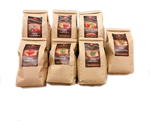 Lumber Jack BBQ 7 Varieties BBQ Pellet Pack - 1 Pound Bags - 100 Percent (Apple, Cherry, Pecan, Hickory, Maple-Hickory-Cherry, Mesquite and Maple) - 2Day Shipping