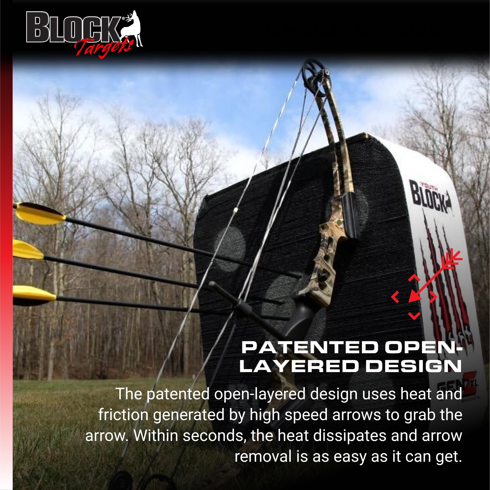 Field Logic Block GenZ XL 20” Youth Archery Arrow Target, Black and White