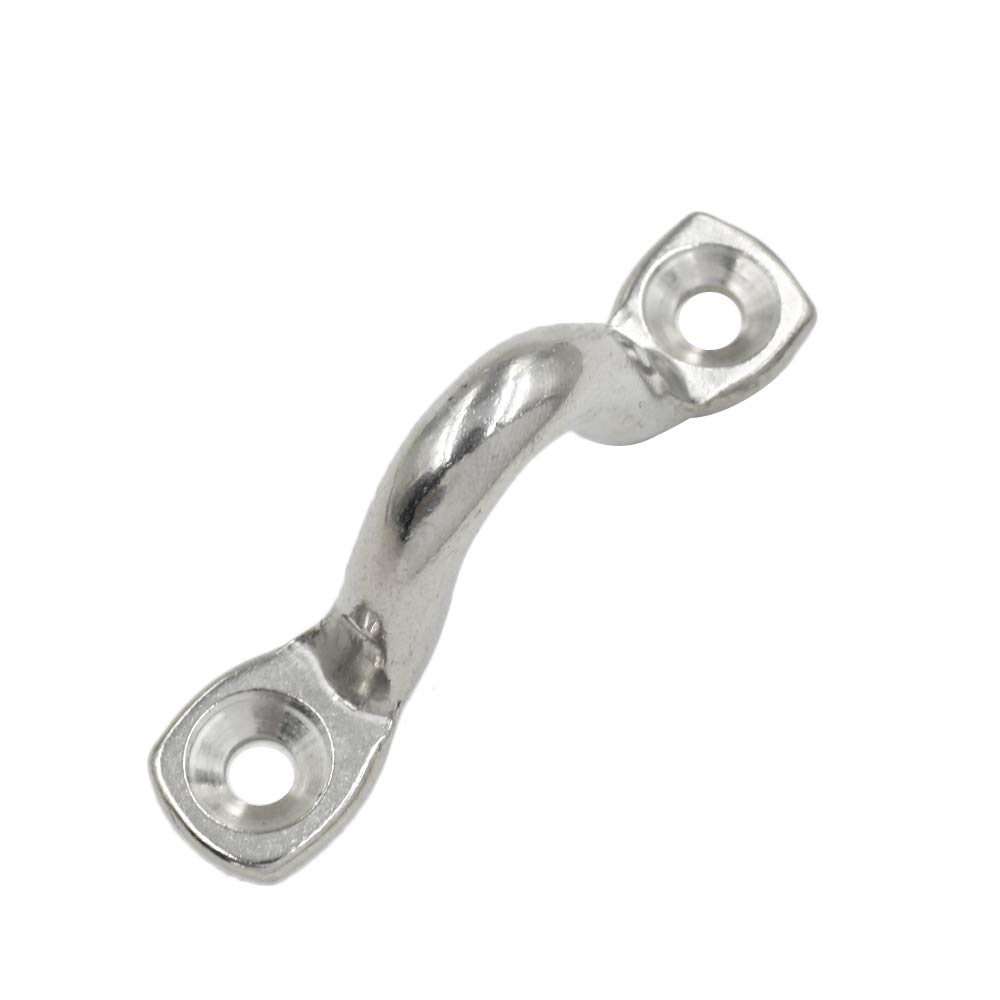 Eilumduo 6Pcs Stainless Steel 3.2" Bimini Pad Eye Straps, Tie Down, Kayak Deck Loops, Tie Down Anchor Point, Footman's Loop for Kayak Canoe Rigging ( M10 )