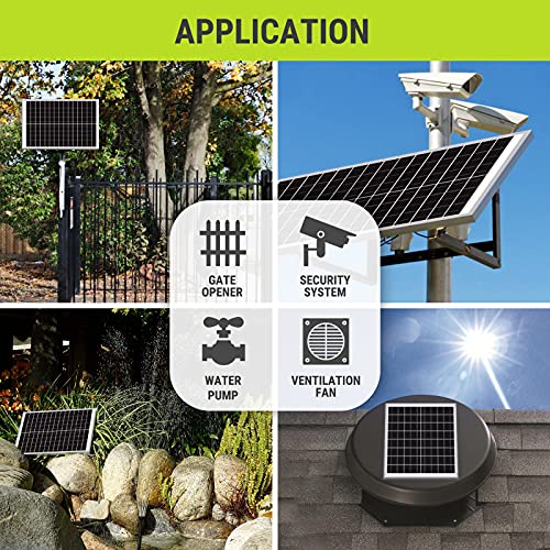 Newpowa 20W 12V Solar Panel High-Efficiency Monocrystalline 12V PV Module Designed for 12V Off Grid System, Charge Your 12V Battery of RV, Boat, Camper, Trailer, Gate Opener