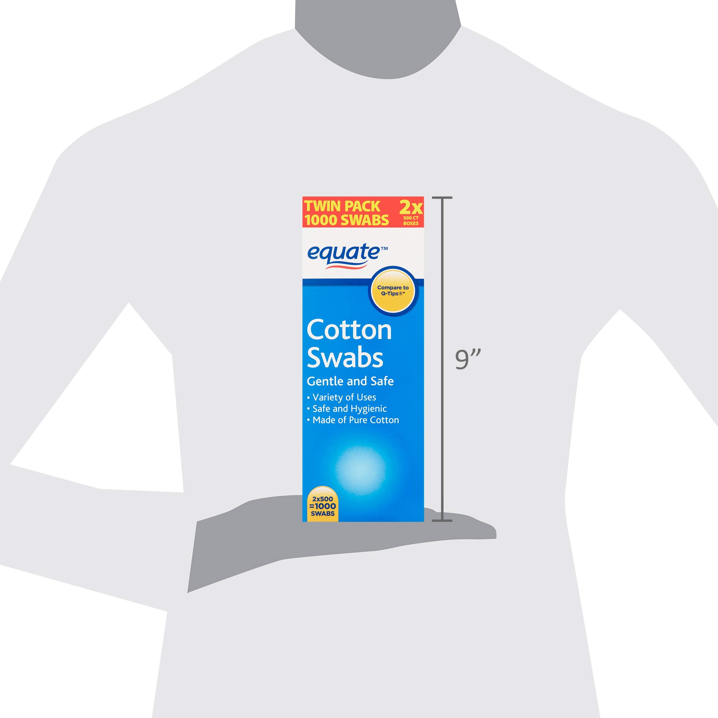 Equate Cotton Swabs Twin Pack, 1000 Count (2x 500 Count) - 1 Pack (for Ears, Beauty, Makeup, Babies, Dogs, Pets, Auto Detailing, Cleaning, and More)