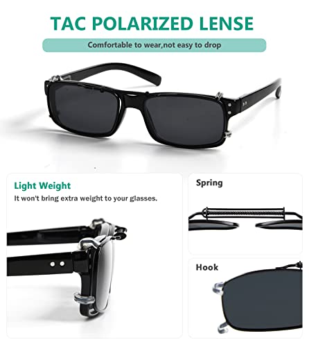 Eyekepper 3-pack Polarized Clip on Sunglasses With Spring Draw Bar Grey/Brown/G15 Lens 54 * 34MM