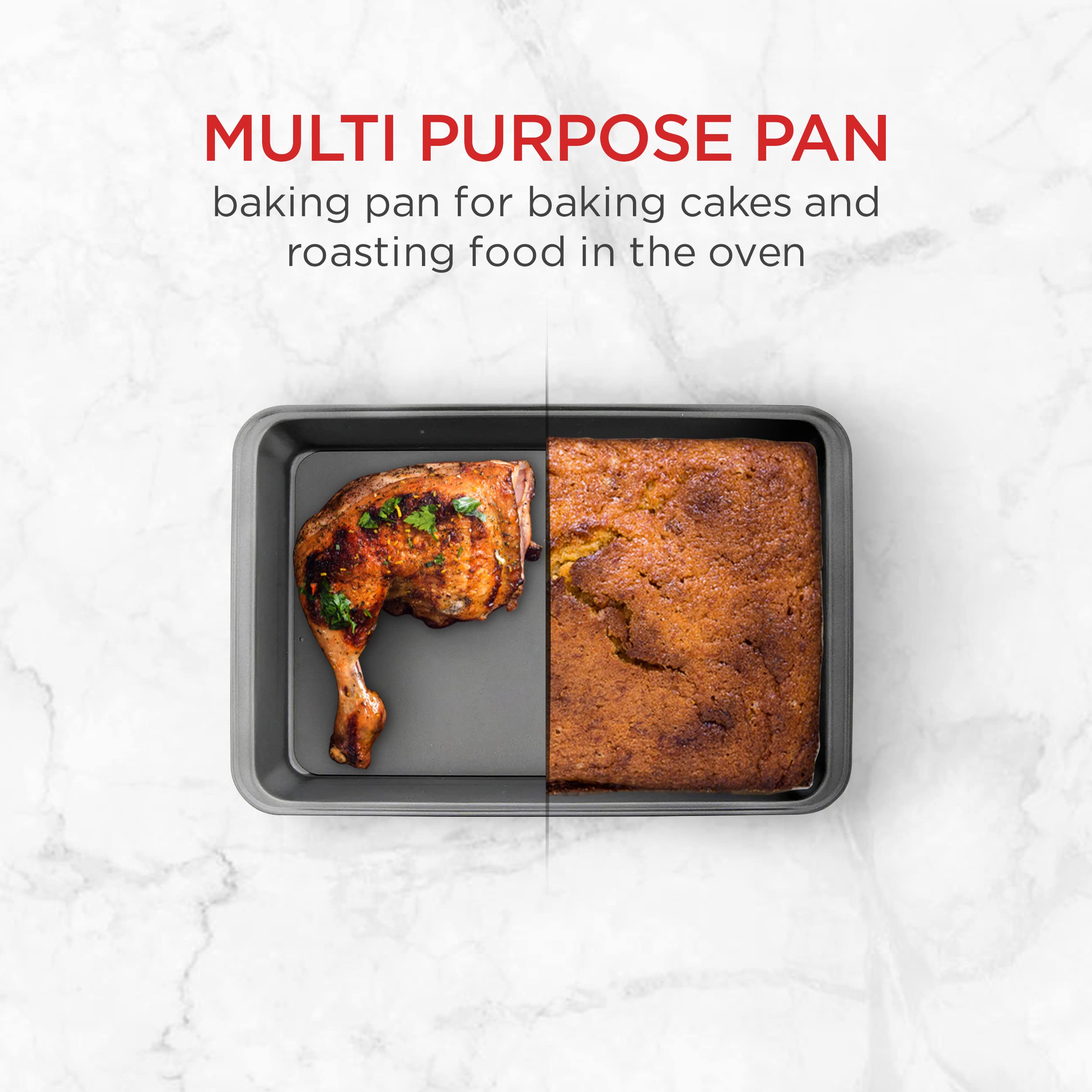 Elbee Home Professional Brownie Baking Pan, Includes Browny Divider for Perfectly Cut Brownies Every Time, Durable Carbon Steel, 13 Inch, Non Stick, Easy Clean