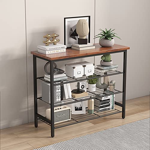 Wire Shelving Unit Metal Shelf Storage Shelves with 4 Tier Layer Rack Strong Rack Free Standing Display Storage Shelf Plant Flower Stand Low Organization Shelf Rack for Kitchen Living Room,4 Tier
