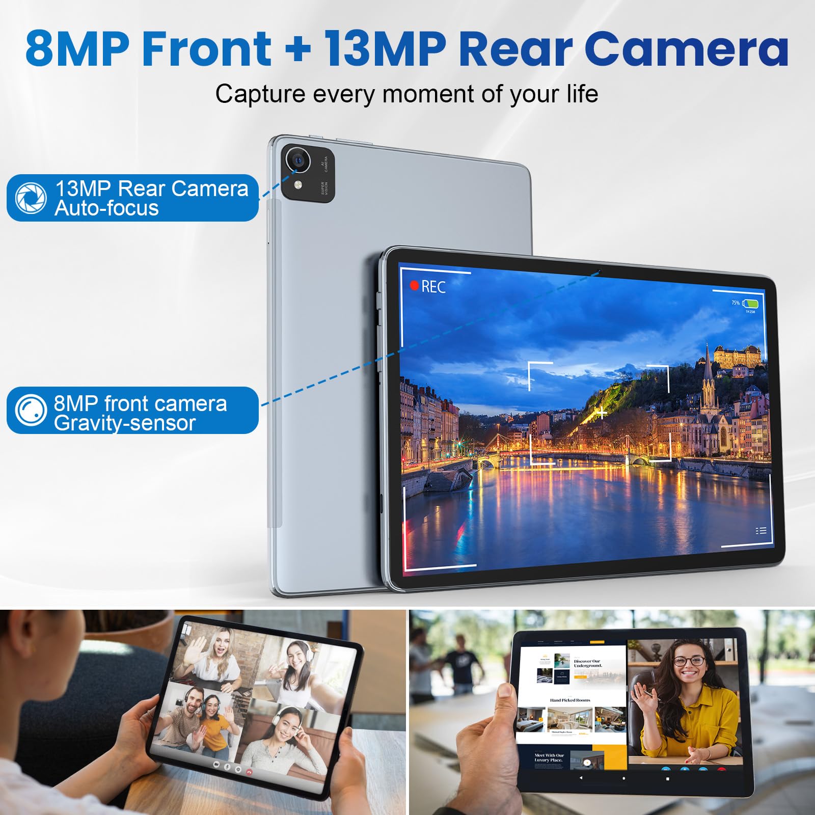 Hot Pepper Android 12 Tablet,1TB Expand Tablet 10.1 Inch, Octa-Core Processor with 6GB RAM+128GB ROM,13MP Rear +8MP Front Camera,5G/WiFi/GPS/Bluetooth/7000mAh Battery Tablets for Gaming