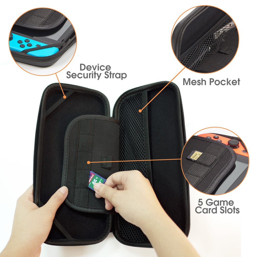 Evecase Switch OLED Case/Switch Case Compatible with Nintendo Switch OLED Model 2021/Nintendo Switch, Nintendo Switch Accessories Portable Travel Carrying Case with 5 Card Storage Slot