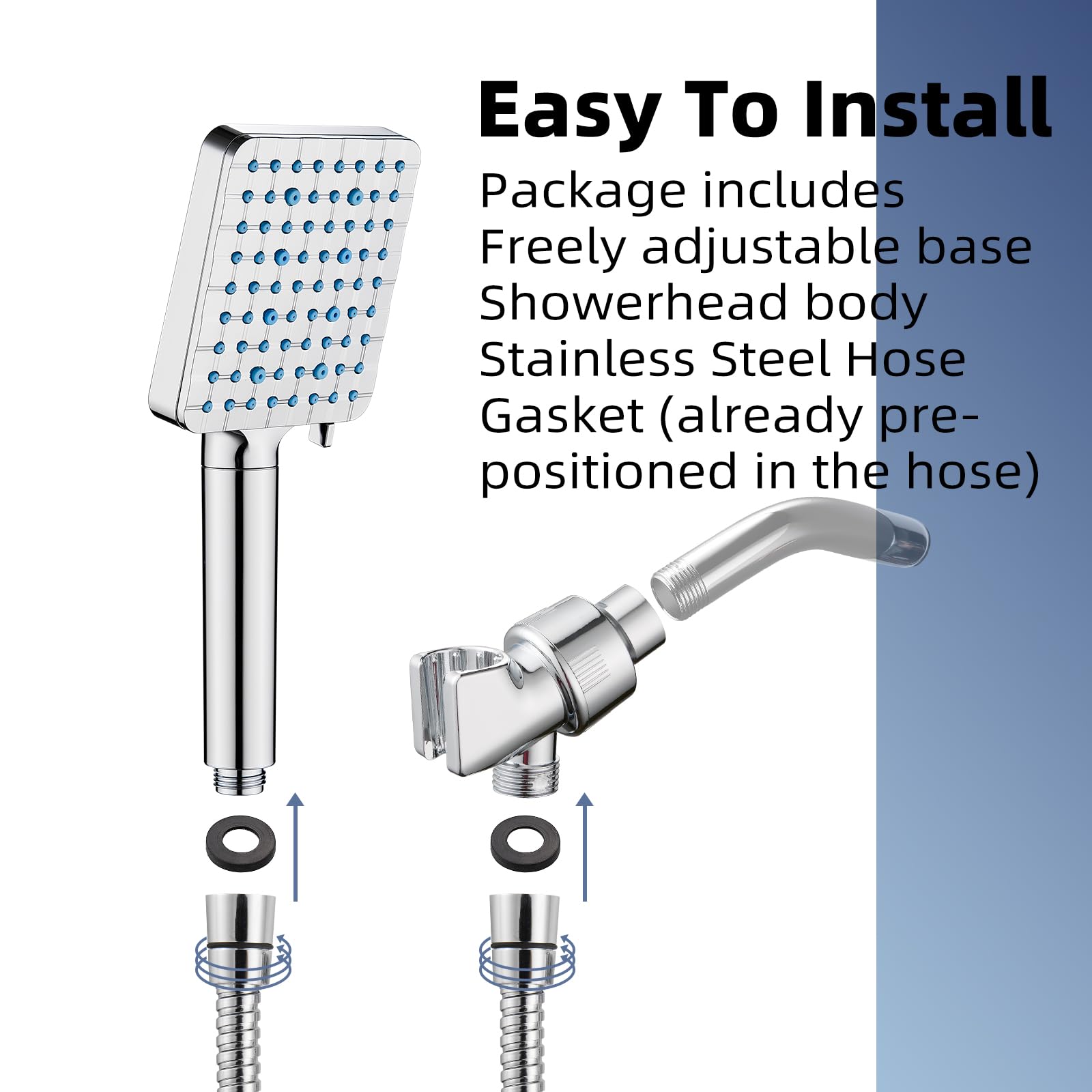 Heemli Handheld Shower Head with Filter, High Pressure 6 Spray Mode Filtered Shower Head with Hose, Bracket and Water Softener Filters Beads for Hard Water Remove Chlorine, Chrome