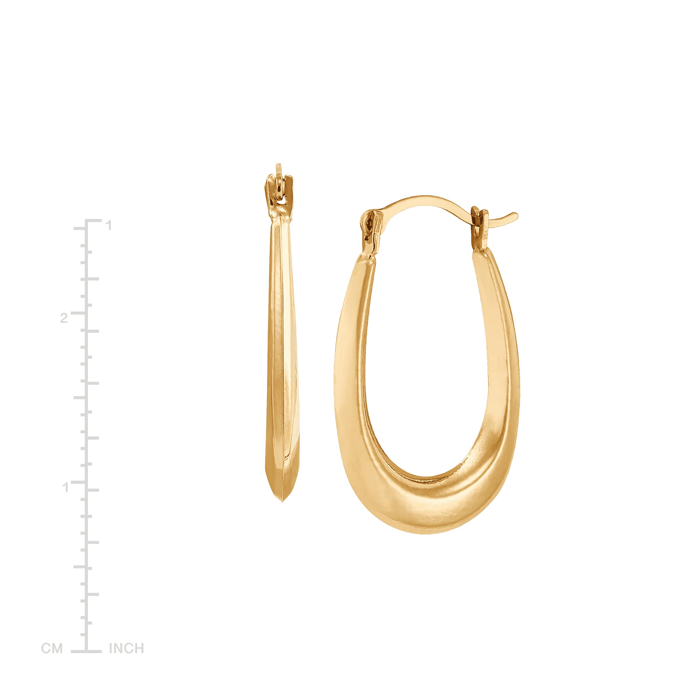 Finecraft 20mm Oval Hoop Earrings in 14K Yellow Gold